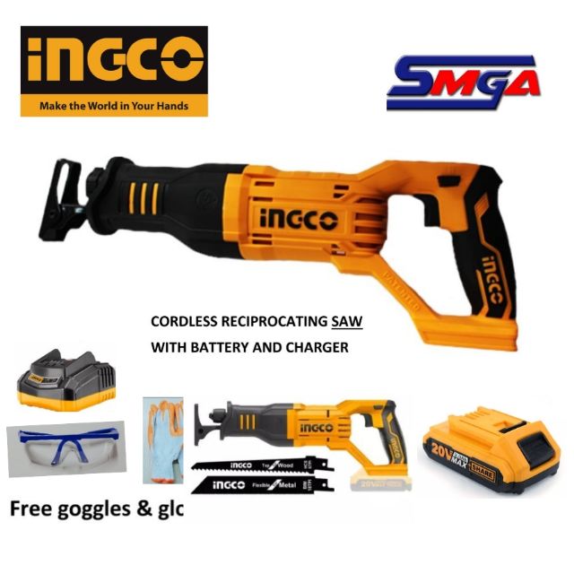 Ingco Cordless Reciprocating saw 20v (WITH BATTERY AND CHARGER ...