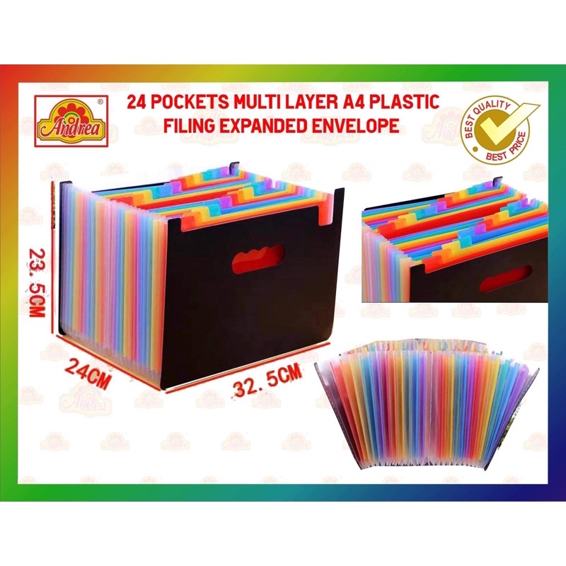24 Pockets Multi Layer A4 Plastic Filling Expanded Envelope | Andrea ...
