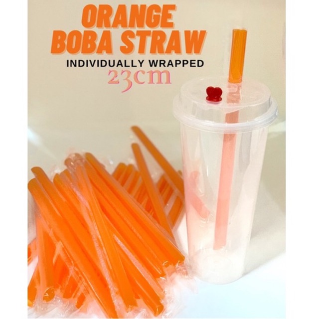 [100pcs] Orange Straw Boba Sago Straw Individually Wrapped | Shopee ...