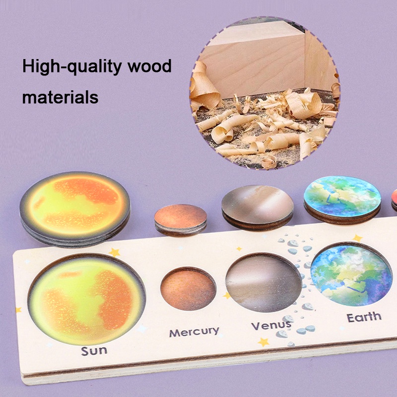 Eight Planets Puzzle Toy Sun Earth Solar System Montessori Wooden ...