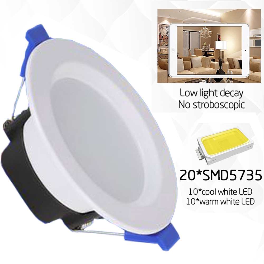 Three color dimmable led downlight lamp 5w led spot ceiling recessed ...