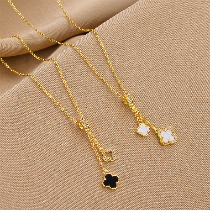 Light luxury Clover Necklace female ins wind pull neck niche Design ...