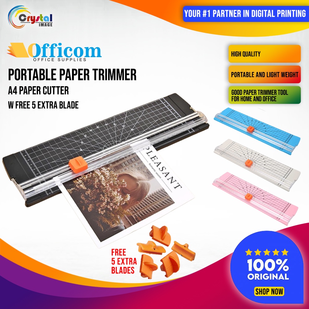 Officom Portable Paper Trimmer Paper Cutter A4 [Sliding Paper Trimmer ...
