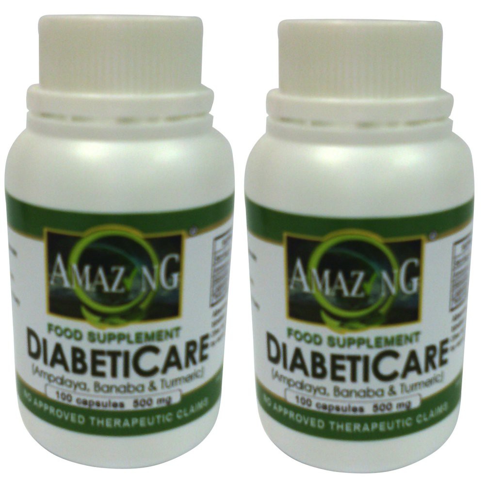 DiabetiCare Pure Leaf Powder Capsule Bottle of 100 Set of 2 with ...