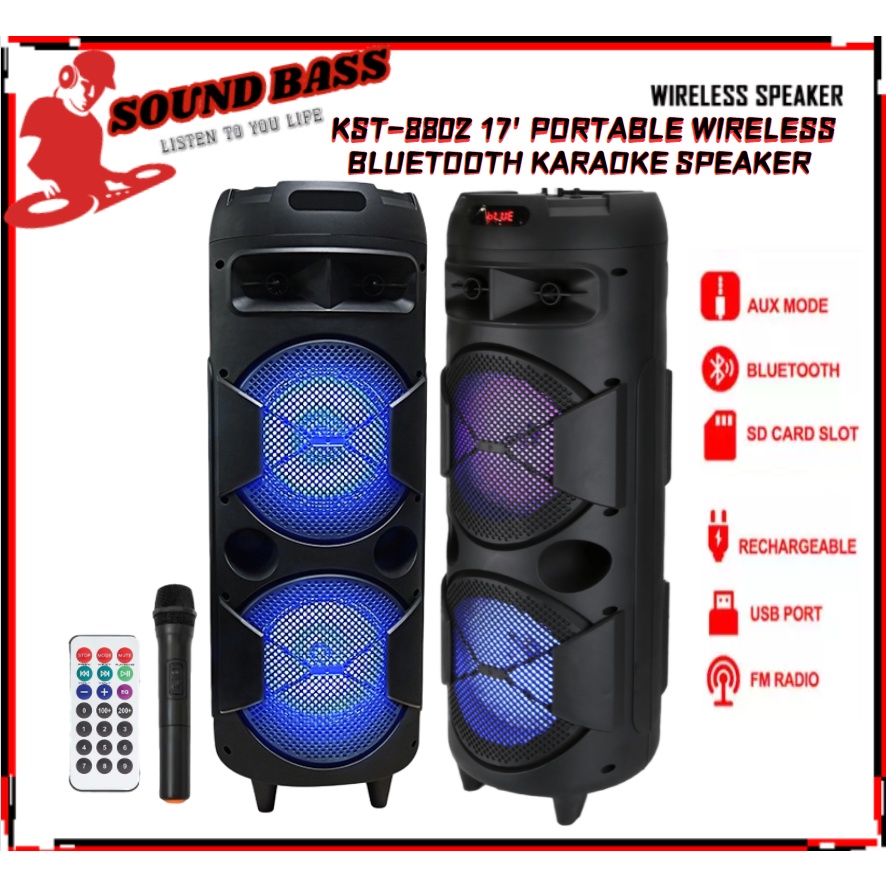 Kst-8802 17Inch Big Subwoofer Portable Wireless Bluetooth Karaoke ...