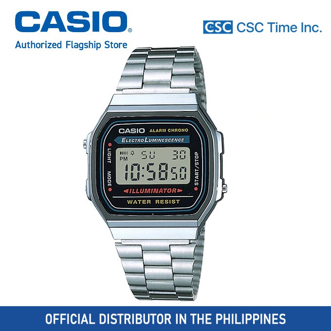 Casio Vintage (A168WA-1WDF) Silver Stainless Steel Strap Digital Watch ...