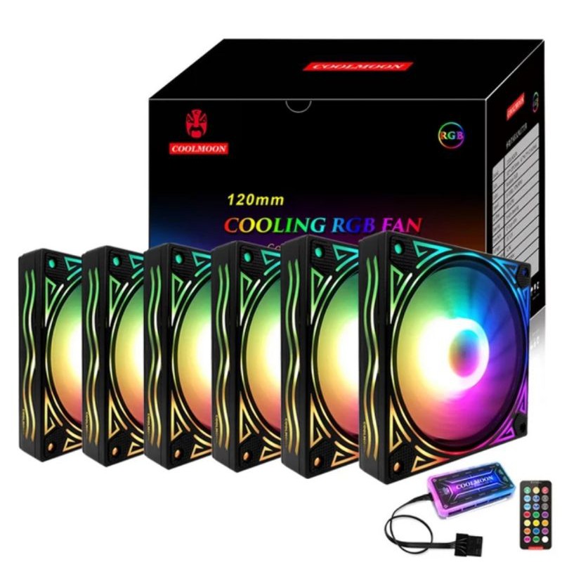 COOLMOON BILLOW COMPUTER CASE FANS COOLING SET 3-10FANS +CONTROLLER RF ...