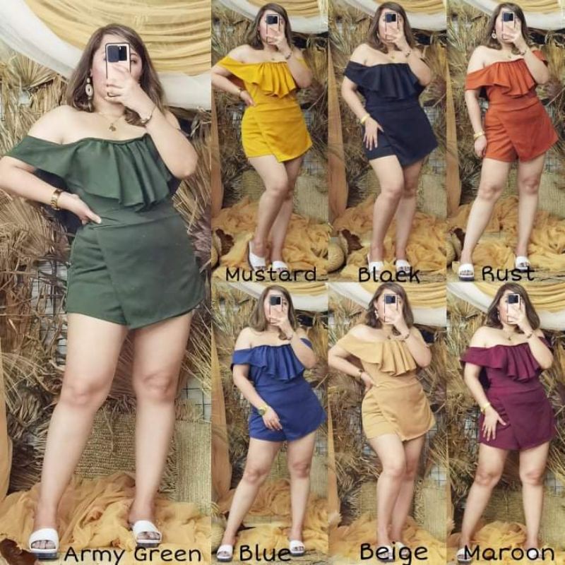 SUZY ROMPER OFFSHOULDER PLUS SIZE/ FIT TO XL-XXL | Shopee Philippines