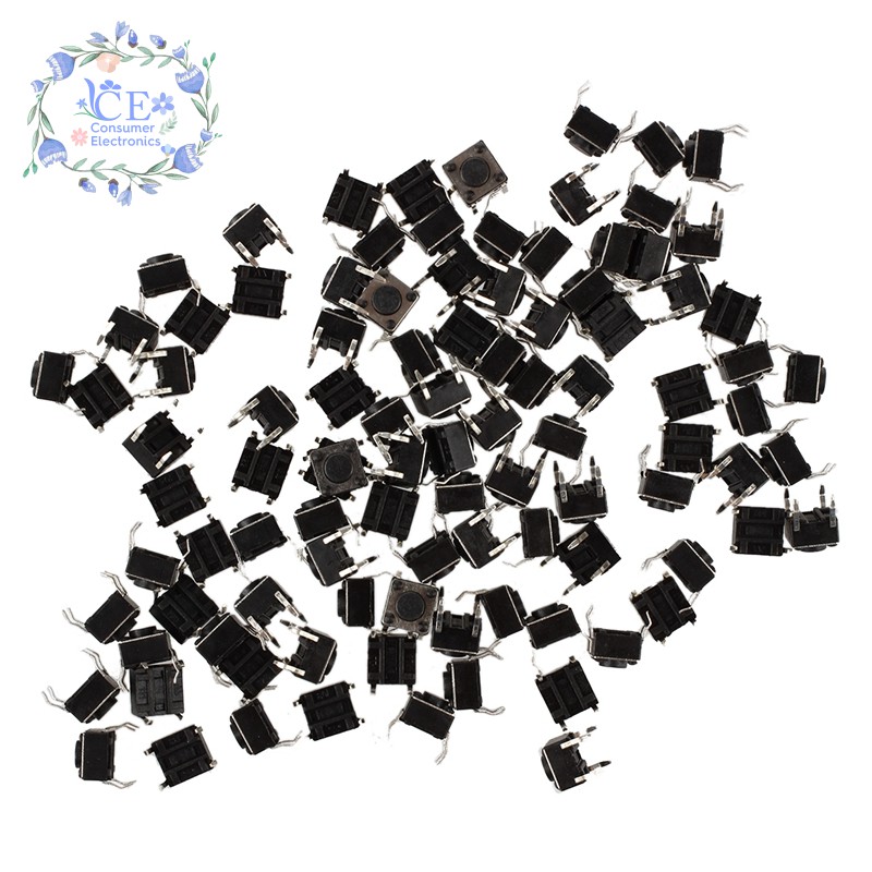 100 pcs 6x6x4.5mm panel pcb momentary tactile tact push button switch 4 ...