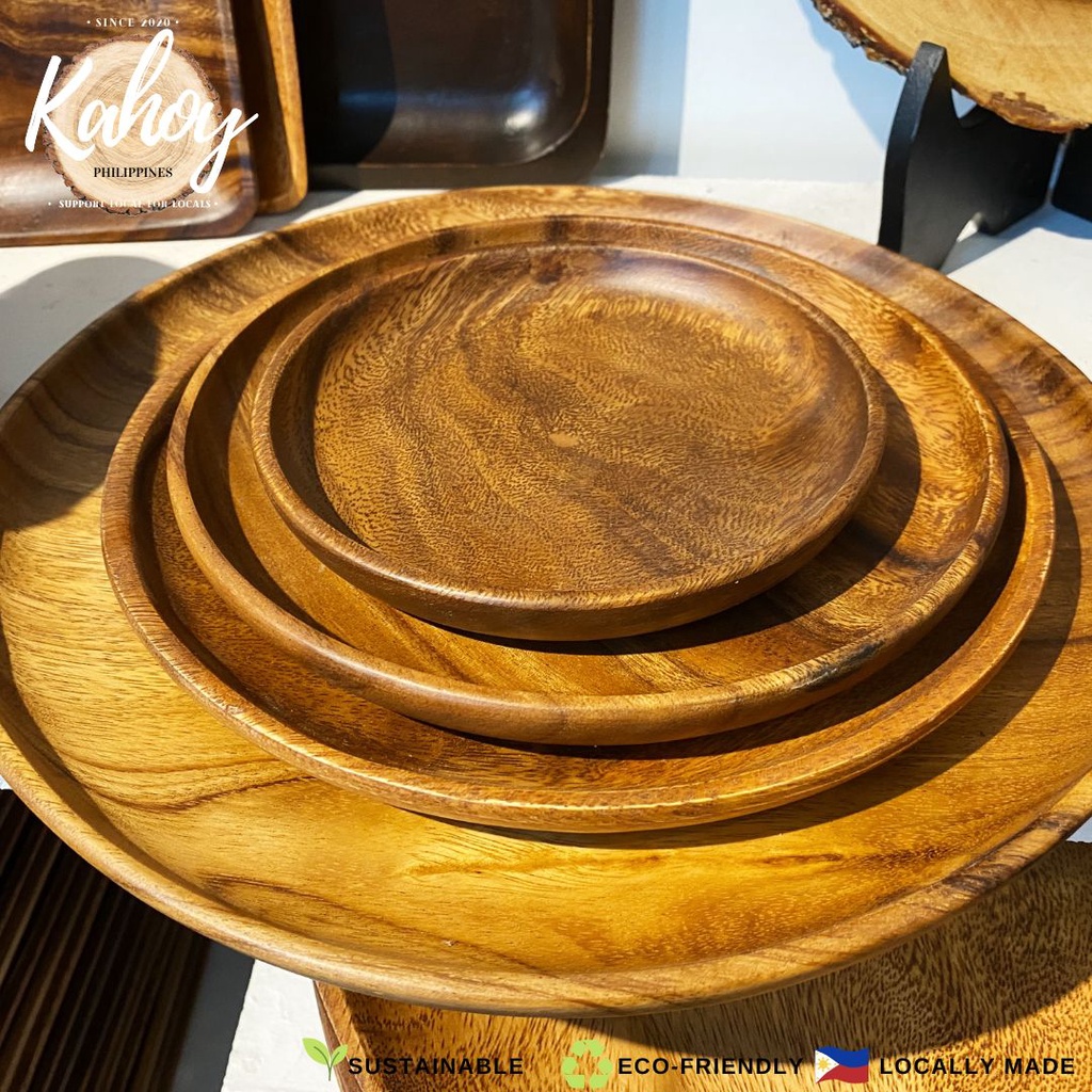Kahoy Acacia Wooden Plates/ Round Wooden Plates/ Round Acacia Plate ...