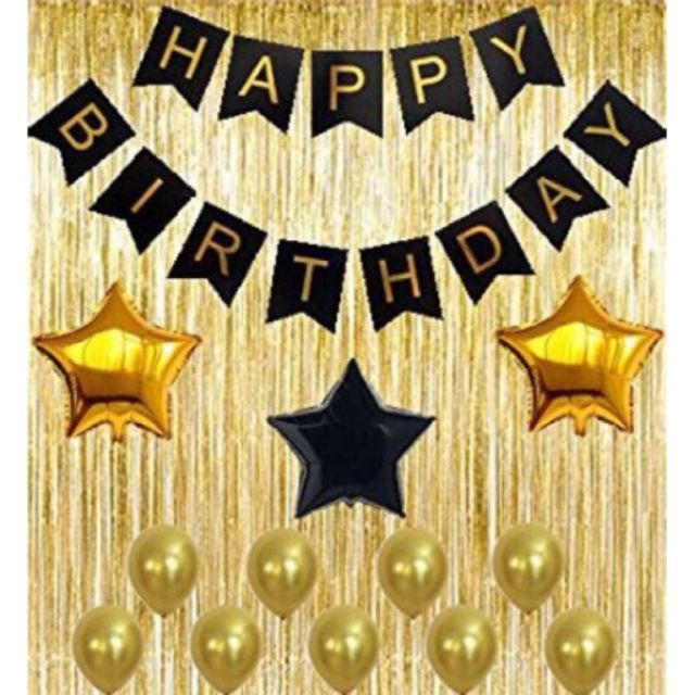 COD! Happy Birthday Banner Balloon Set (Black & Gold) | Shopee Philippines