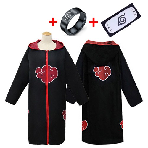 Naruto Akatsuki Hooded Cloak Robe Cape Costume Anime Uchiha Itachi ...