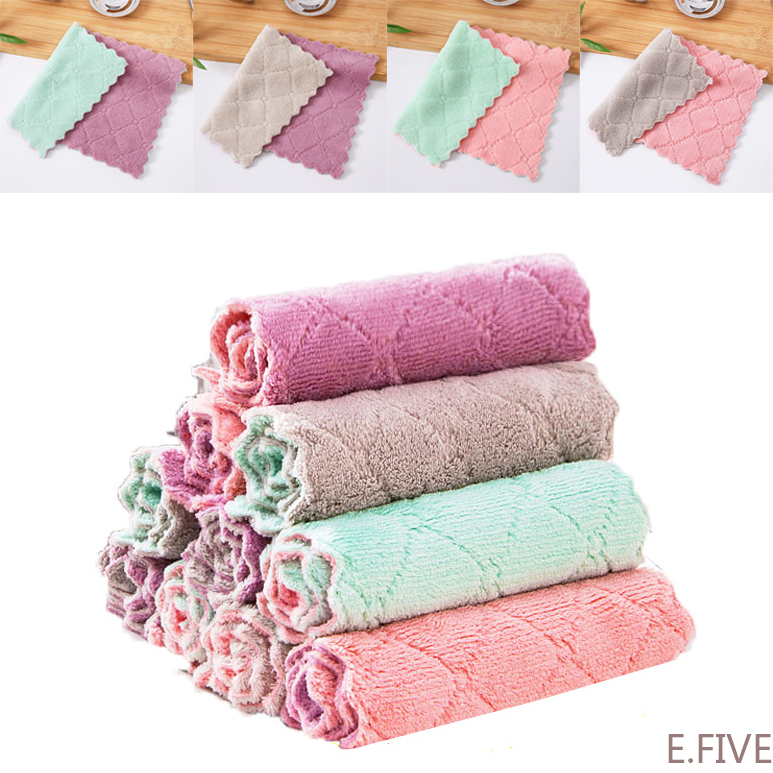 Nonstick Oil Microfiber Coral Fleece Absorbent Kitchen Towel Hand Towel ...