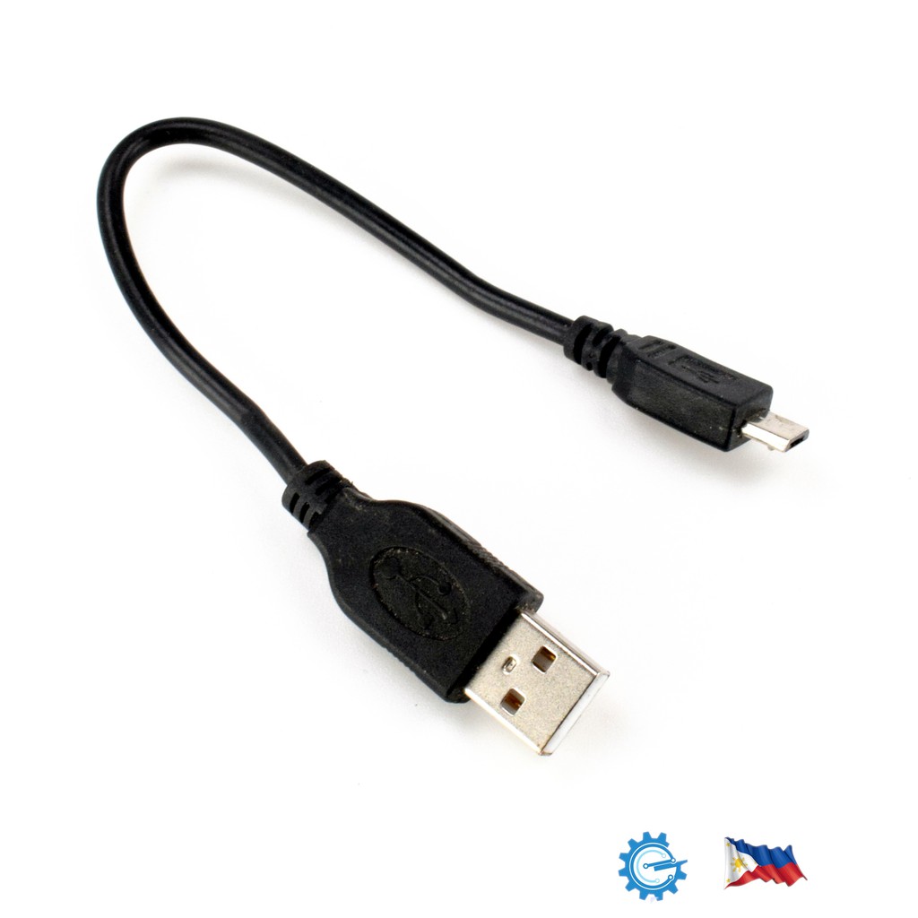 Short USB Cable Type A to micro 20cm Black for Charging and Dev boards ...