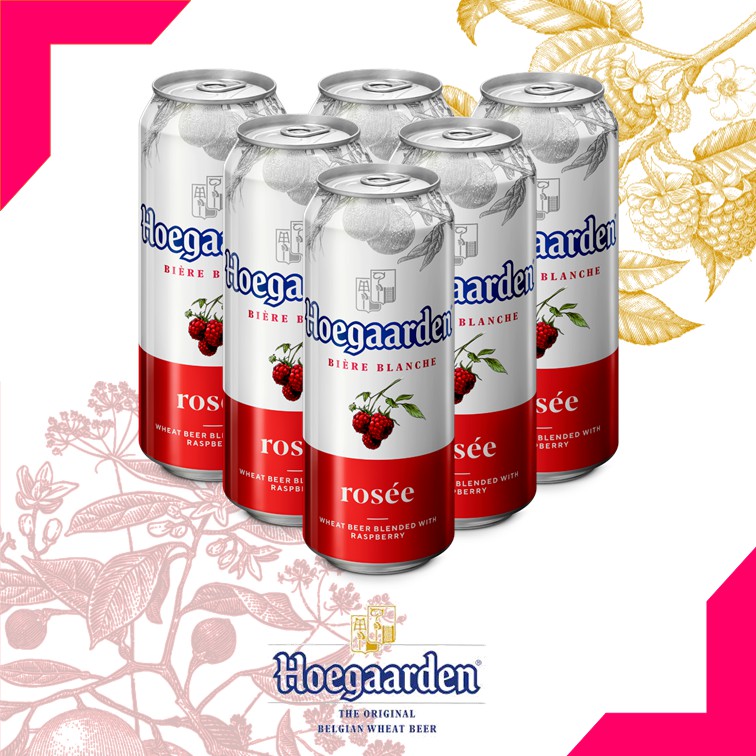 Hoegaarden Rosee Beer 500ml Can x 6 | Shopee Philippines