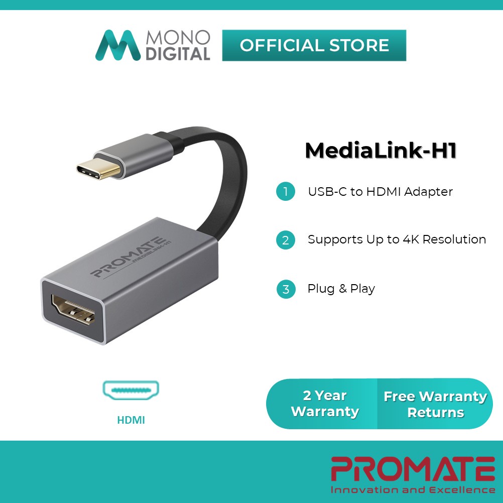 Promate MediaLink-H1 / MediaLink-H2 USB-C to HDMI Display Adapter ...
