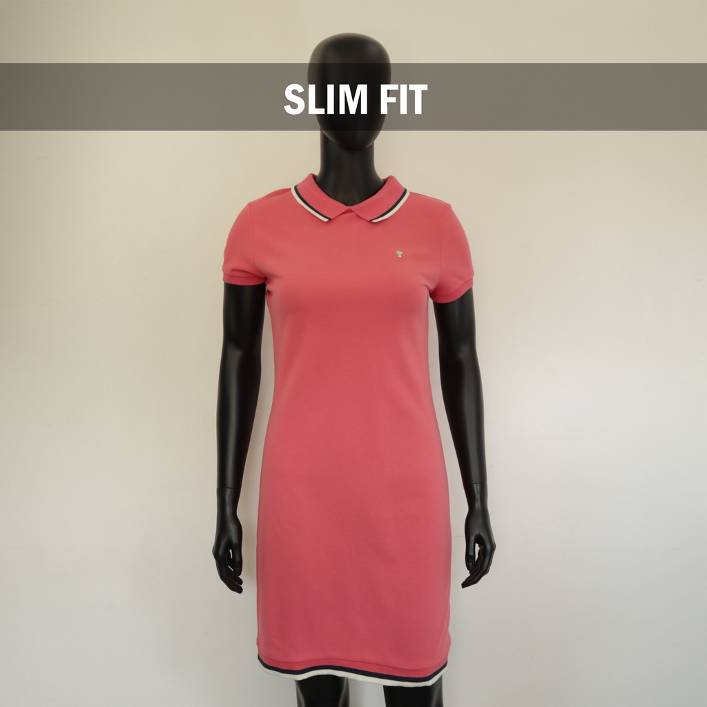 COLLEZIONE C2 21ED1K003 CORAL Pique Women Polo Dress Regular Fit Key ...