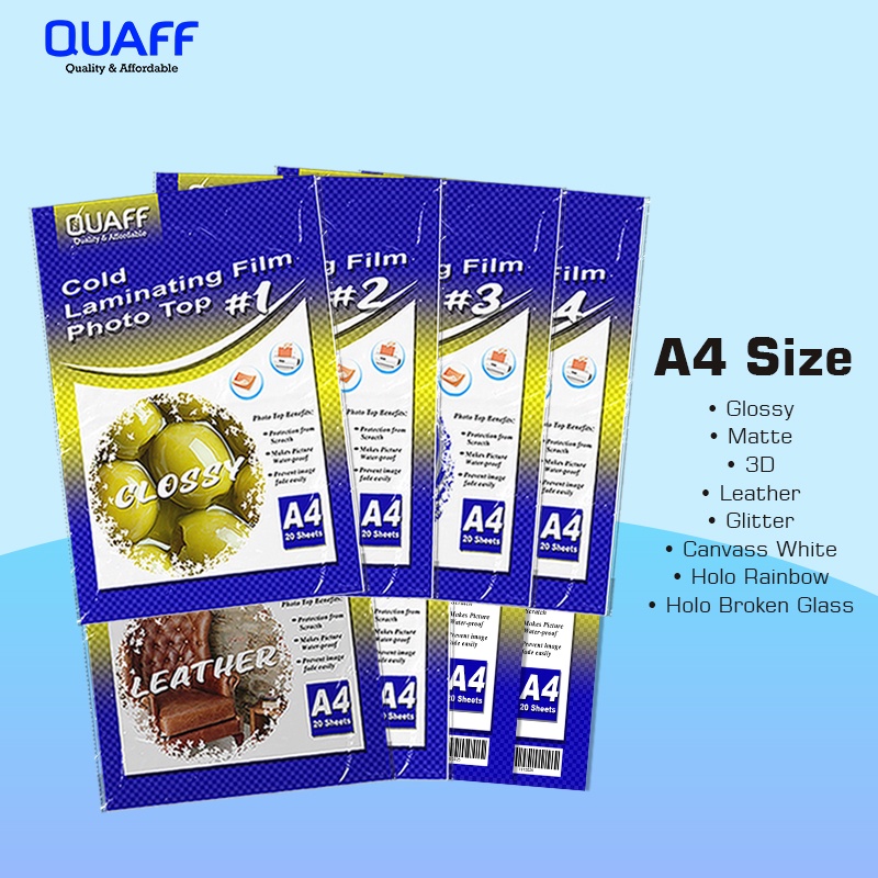QUAFF Photo Top / Cold Laminating Film A4 Size 80micron (20 sheets ...