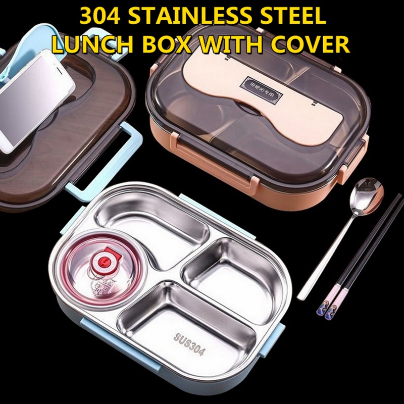 304 Stainless Steel Bento Box Double Food Box Children Picnic School ...