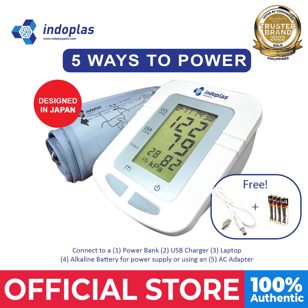 Indoplas USB Powered BP105 Automatic Blood Pressure Monitor | Shopee ...