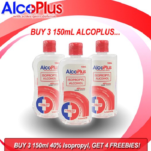 AlcoPlus Red 40% Isopropyl Alcohol (150ml) Buy 3 Pcs | Shopee Philippines