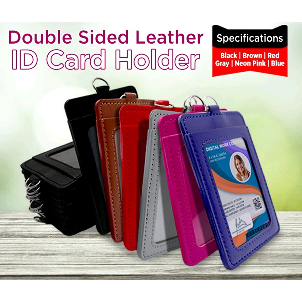 (25pcs)Double Sided Leather ID Card Holder Vertical ID Protector ID ...