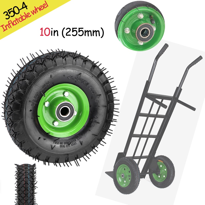 Trolley Wheel Inflatable Wheel 350-4 Pneumatic Tire Push Wheels 10 Inch ...