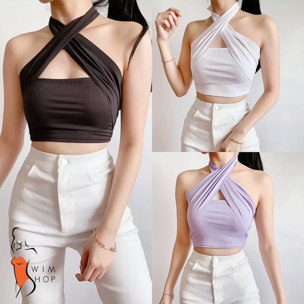 SS Infinity Tube Tops Cotton Knit Knitted Croptop Halter Multiple Style ...