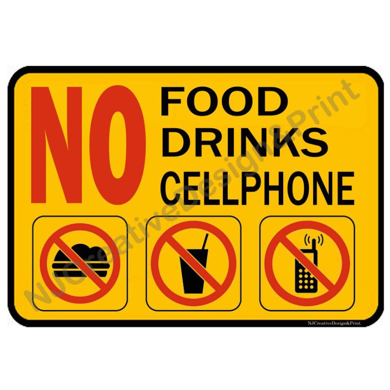 No Food Drinks Cellphone Signage-A4 Size | Shopee Philippines
