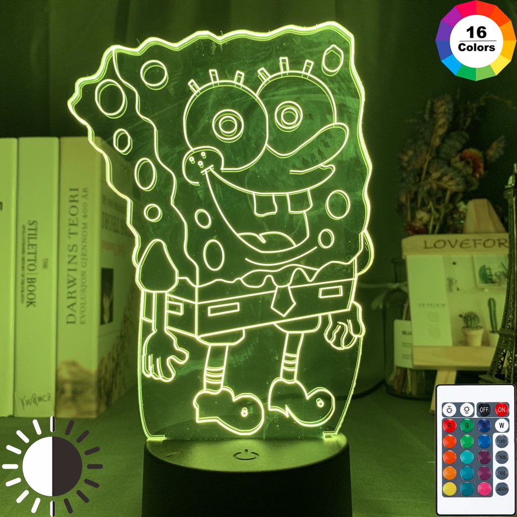 SpongeBob SquarePants Night Light Led 3d Optical 16 Colors Changing ...