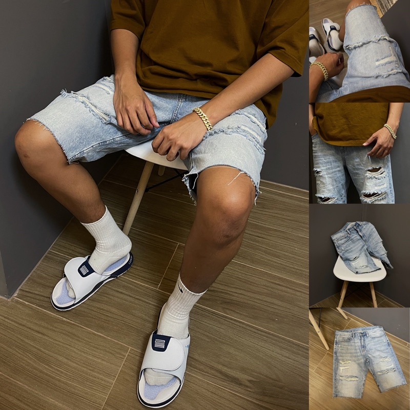 Denim Tattered Short Below The Knee | Shopee Philippines