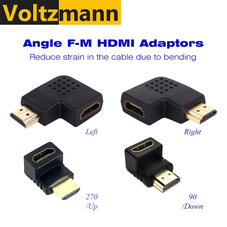 Left Right Bend Elbow HDMI Adapter Connector 90 270 Right-Angle Turn TV ...
