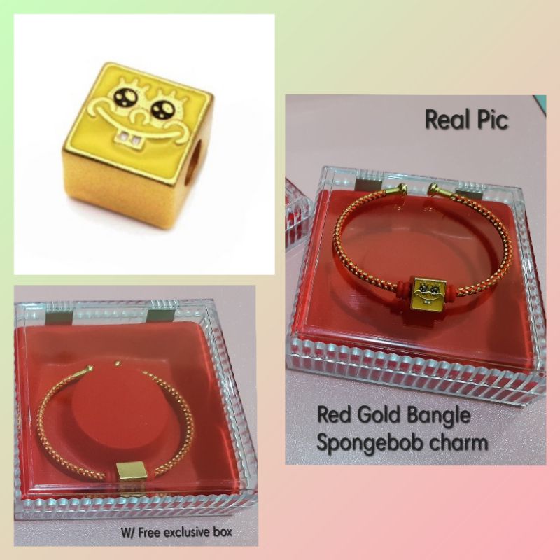 READY STOCK! Bangle/Open rope bracelet with Spongebob charm (UNISEX ...