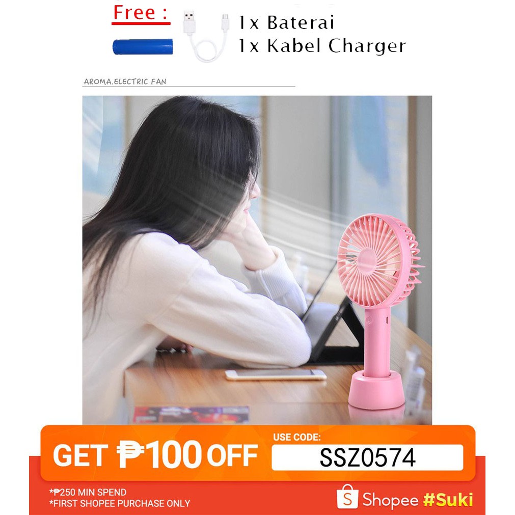 USB Rechargeable Mini Electric Handheld Fan Free Battery | Shopee ...