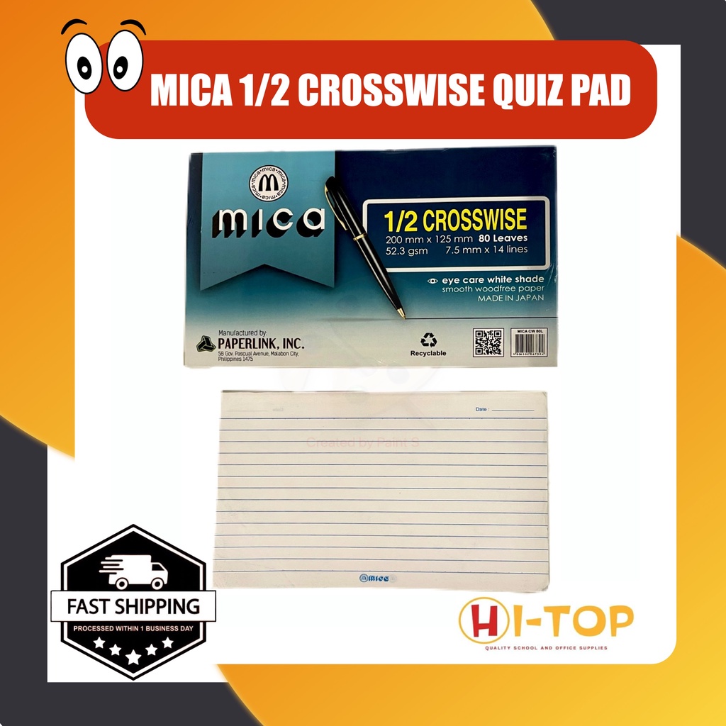 1/2 Crosswise Quiz Pad Mica l memo pad paper l Sold per Ream (10 Pads ...