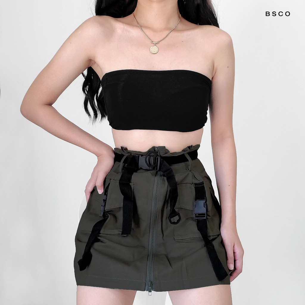 BSCO Cargo Mini Skirts with Belt and Pockets Green Black White Khaki ...