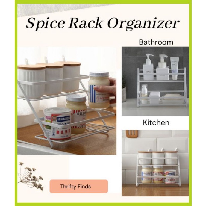 Iron Spice Rack 2 tier Condiments Kitchen Torani Organizer And Bathroom ...