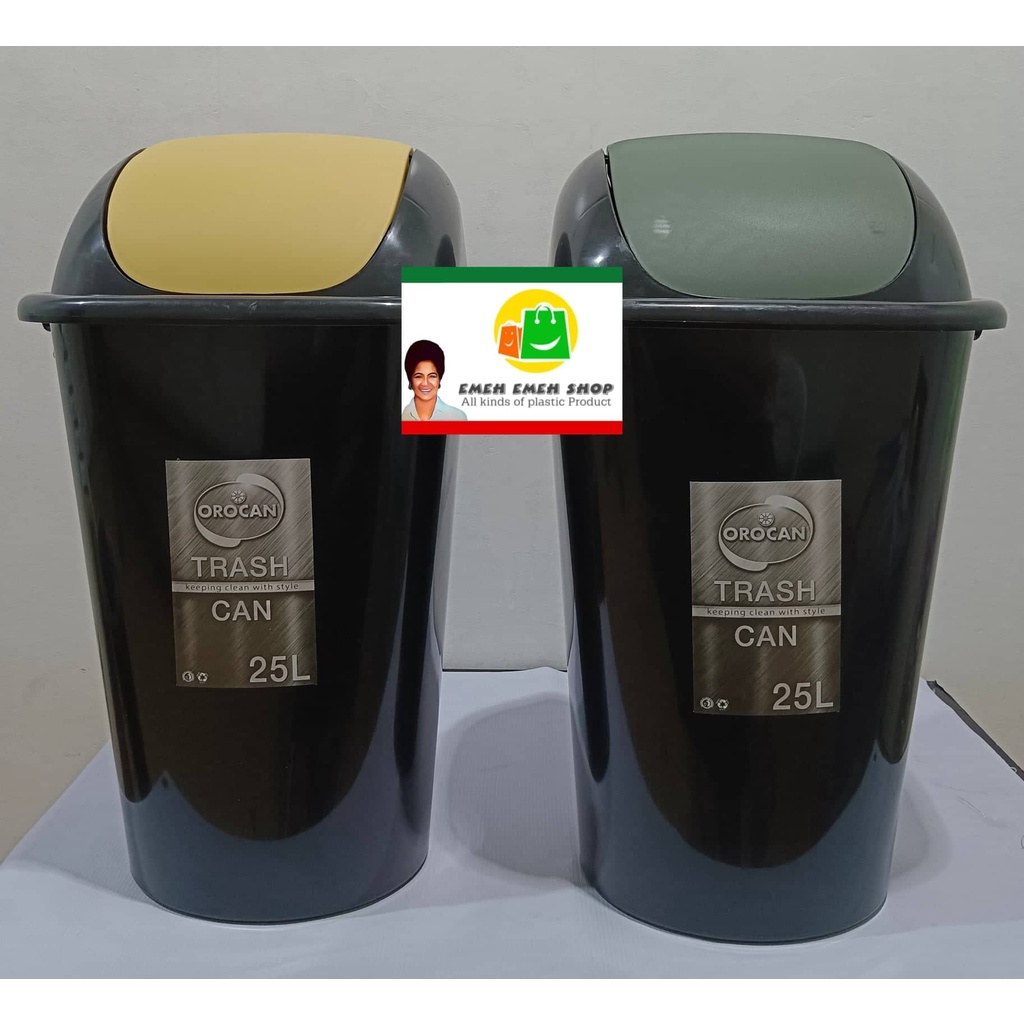 Trash Bin Basurahan 25Liters OROCAN Swing type cover | Shopee Philippines