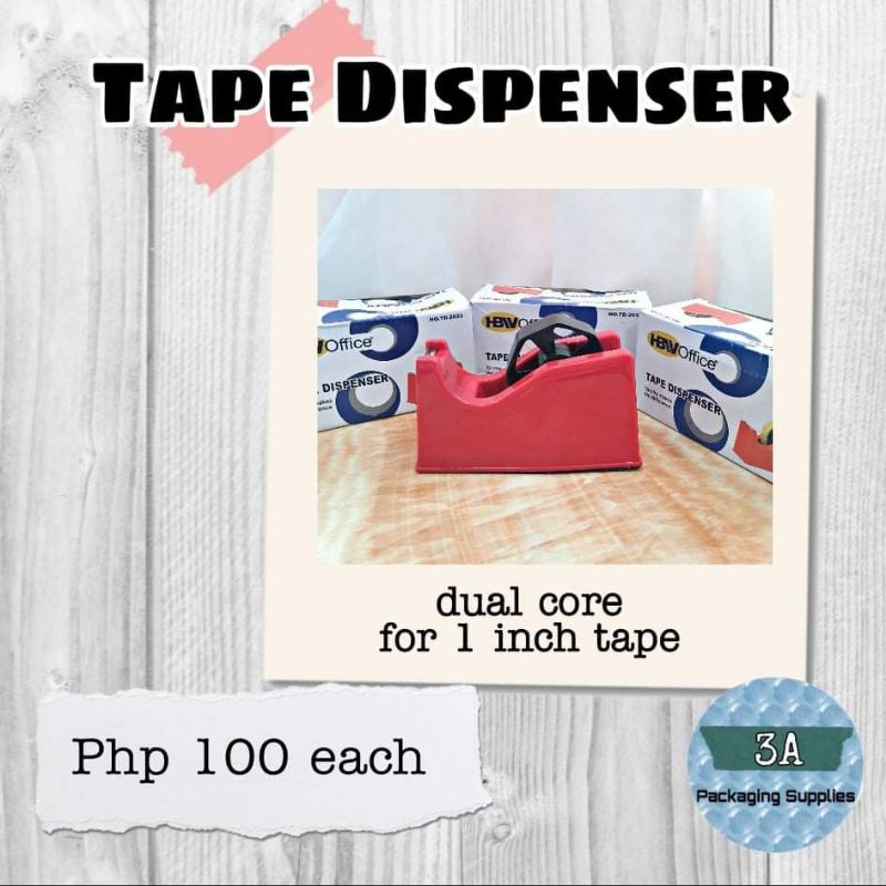 Tape Dispenser (Dual Core - 1in tape) and Tape Cutter (2inches ...