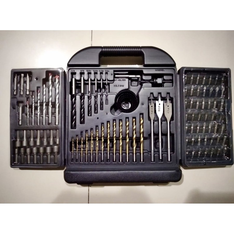 Drill Bit Set 100pc Complete Wood Drill Bit Set Hole Saw Set | Shopee ...