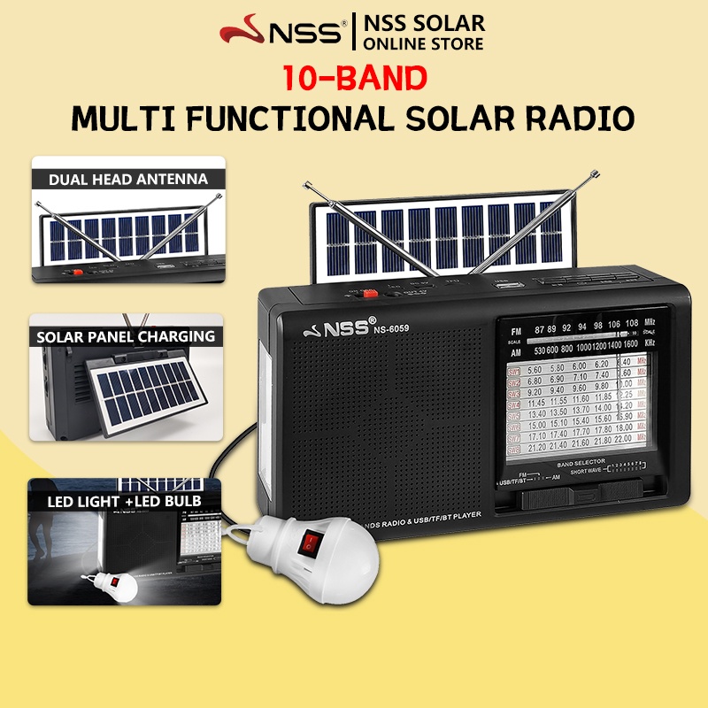 NSS Solar Bluetooth Radio AM/FM/SW1-8 10-band radio with TWS function ...