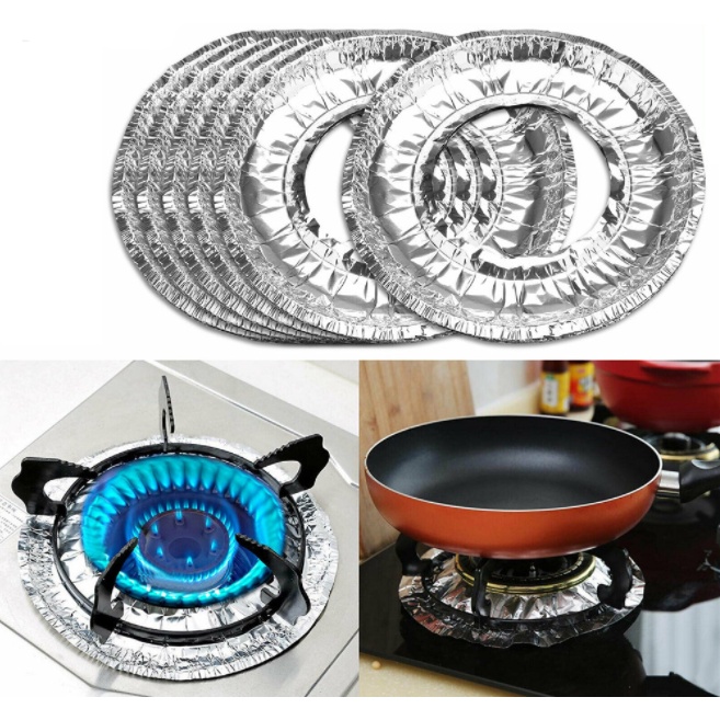 10pcs Kitchen Gas Stove Mat Aluminum Gas Stove Foil High Temperature ...