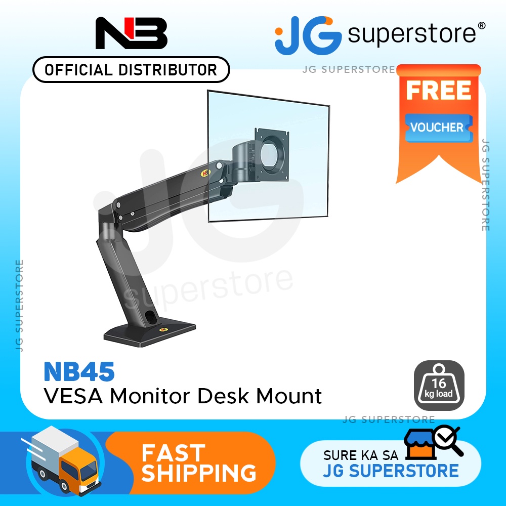 North Bayou NB45 Heavy Duty VESA Monitor Arm (24"-42" Screens) w/ Full ...