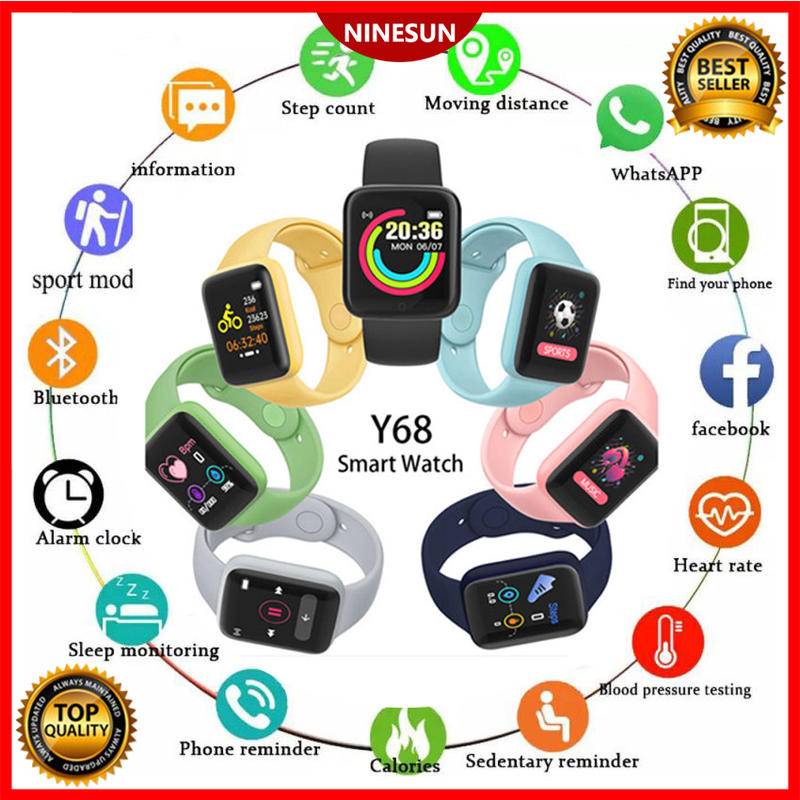 New Y68 Pro Waterproof Macaron Smart Watch 24 hours Bluetooth Sport ...