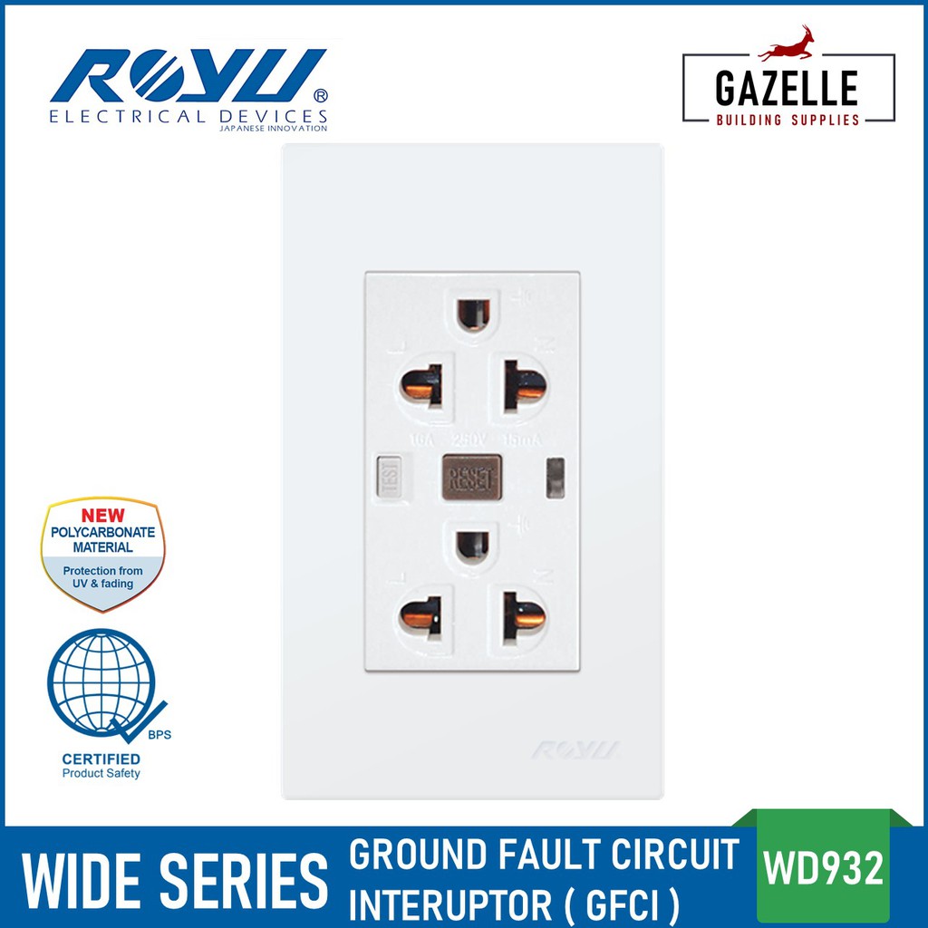 Royu Wide Series GFCI Outlet - WD932 | Shopee Philippines