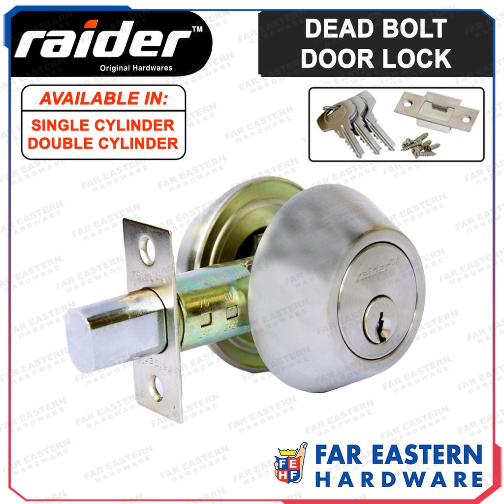 RAIDER Deadbolt Door Lock Single | Double Cylinder Dead Bolt Stainless ...