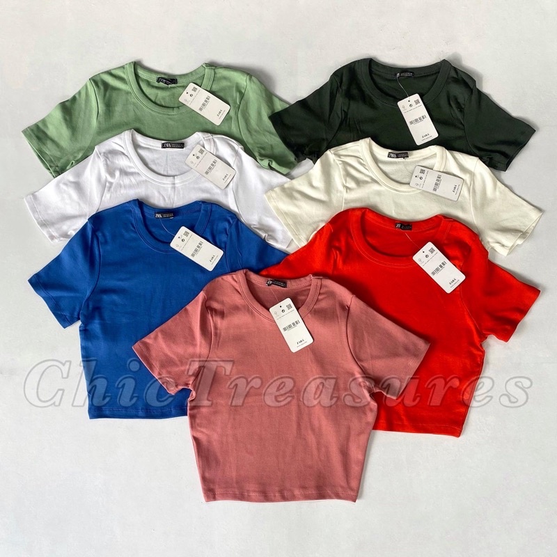 Zara Basic Fit Cotton Crop Top (part 3) | Shopee Philippines