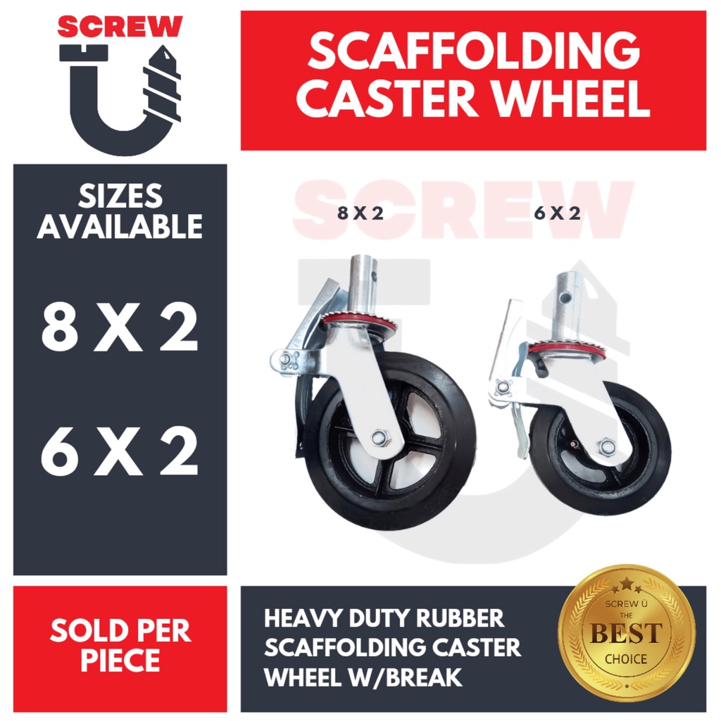 Scaffolding Caster Wheel with break 6x2 | 8x2 rubber type sold per pc ...