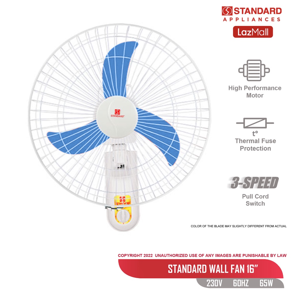 Standard Electric Fan Wall Fan 16 inches Banana Type Plastic Blade ...