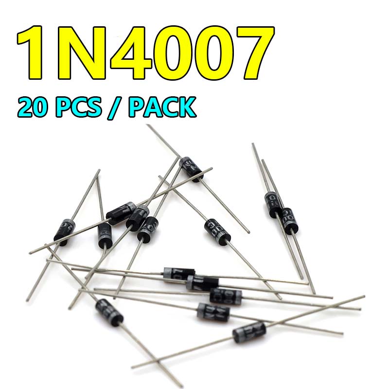 20pcs Brand New 1n4007 Rectifier Diode in Straight Plug do-41 Foot Length 45mm Mic Diameter 0 ...